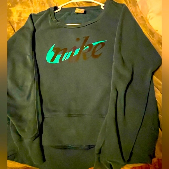 Nike | Tops | Emerald Green Hilo Partial Crop Nike Crewneck | Poshmark